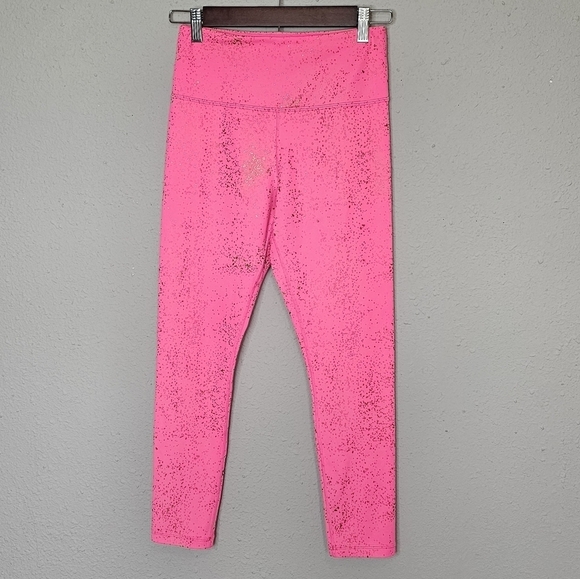 ZYIA | Pants & Jumpsuits | Zyia Active Hot Neon Pink Gold Paint ...